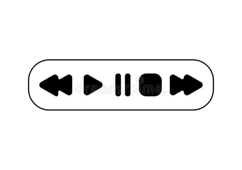 Music and Video Interface Vector Icon. Pause, Stop, Reverse and Forward ...