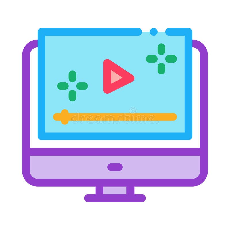 Video Player Computer Screen Icon Vector Outline Illustration Stock ...