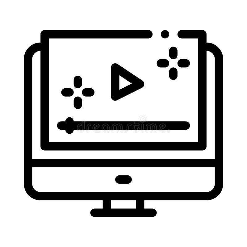 Video Player Computer Screen Icon Vector Outline Illustration Stock ...