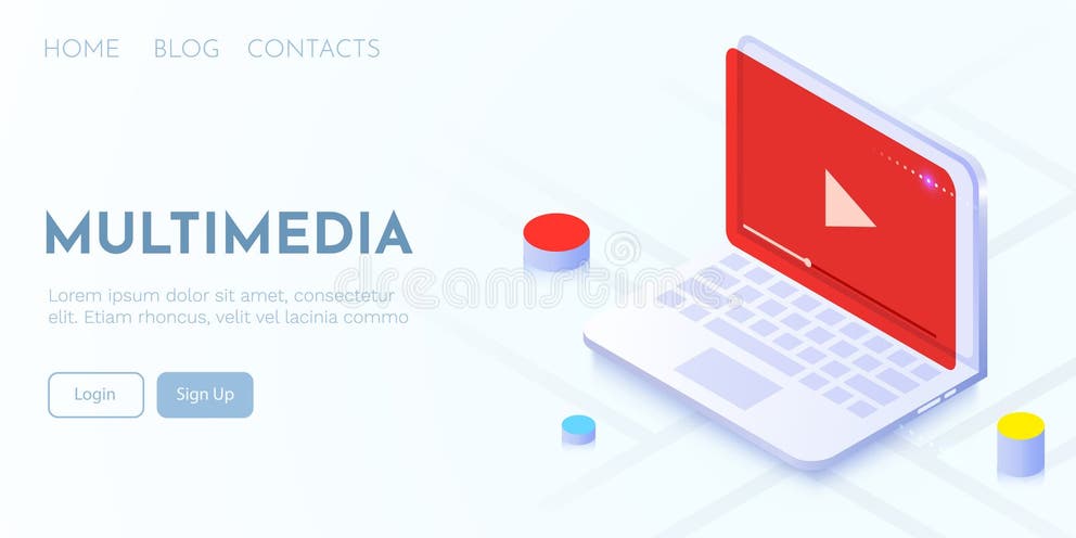 Video Player on Computer Screen. Multimedia Concepts Stock Vector - Illustration of player ...