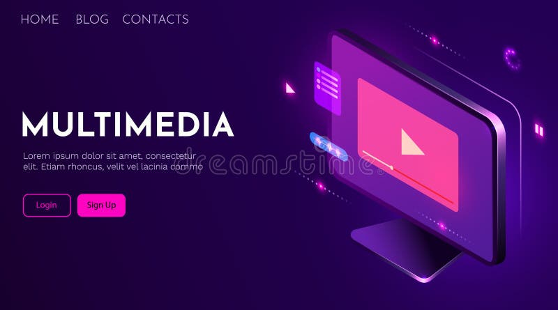 Video Player on Computer Screen. Multimedia Concepts Stock Vector - Illustration of notebook ...