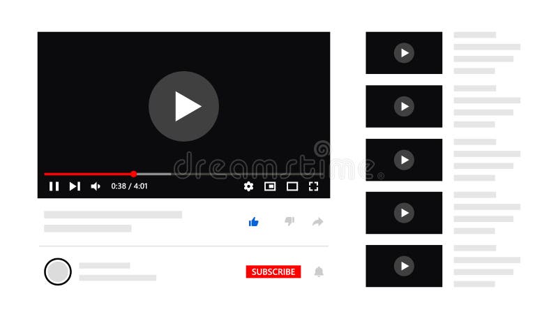 Video Player Elements Template. Video Interface Website Design ...