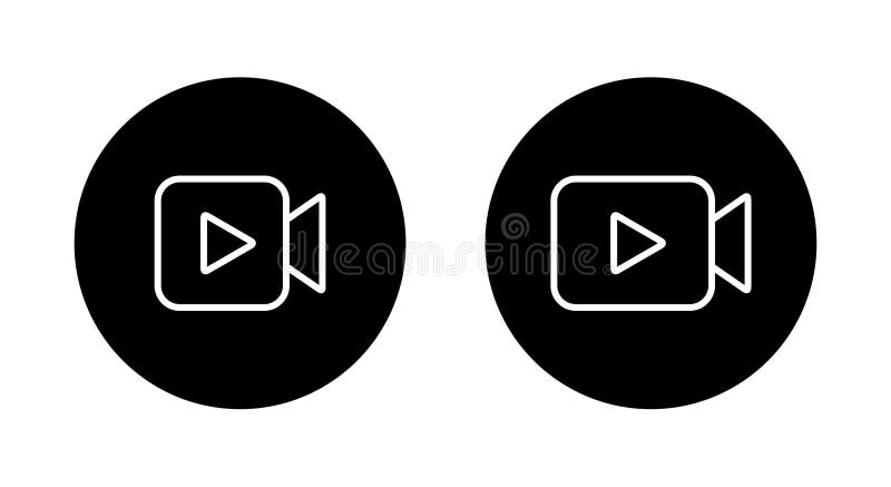 Video Player Icon on Black Circle. Camera with Play Button Stock Vector ...
