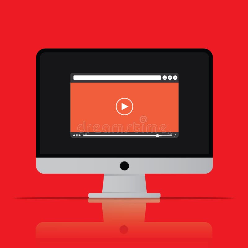 Video Player Icon Computer in Flat Style Vector Illustration Stock ...