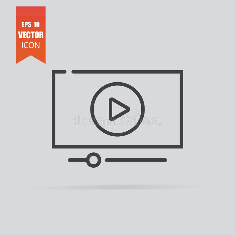 Video Player Icon in Flat Style Isolated on Grey Background Stock ...