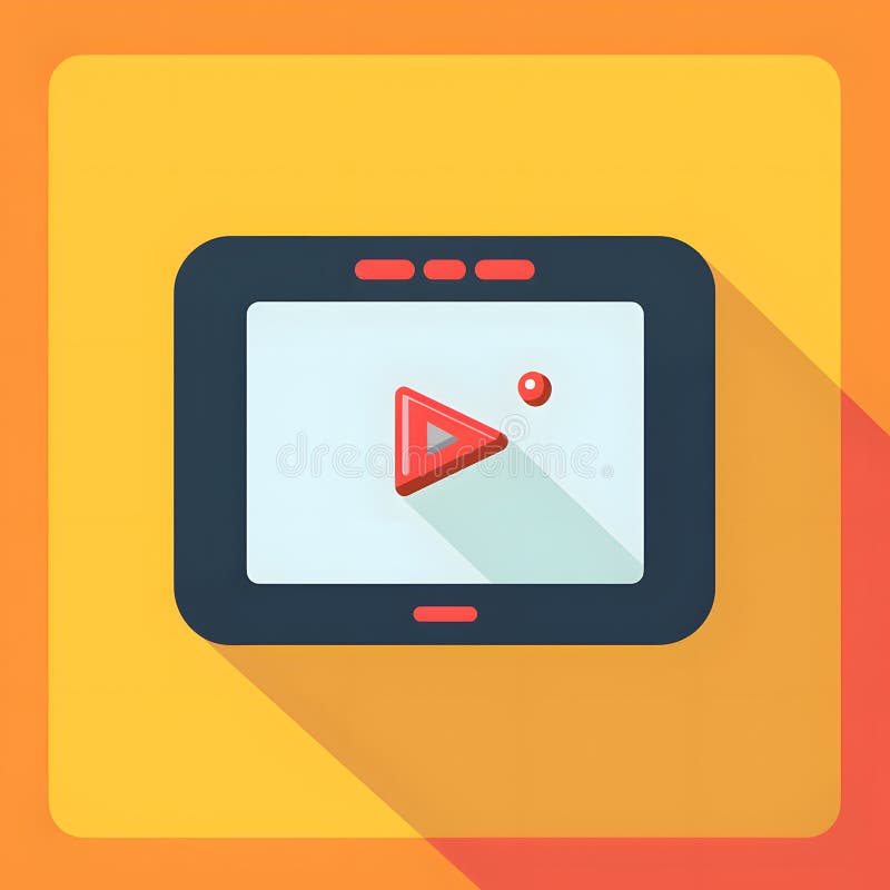Video Player Icon with Play Button and Background, Flat Style Stock ...