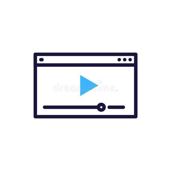 Video Player Icon with Play Button, Window Controls, and Progress Line ...