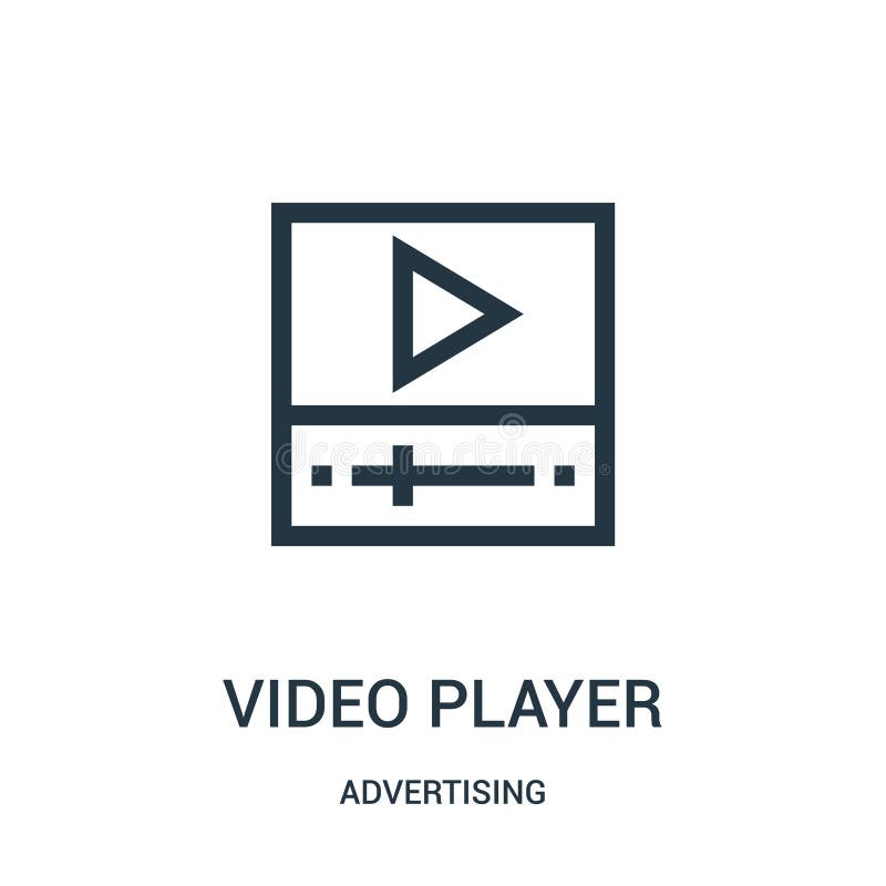 Video Player Icon Vector from Advertising Collection. Thin Line Video ...