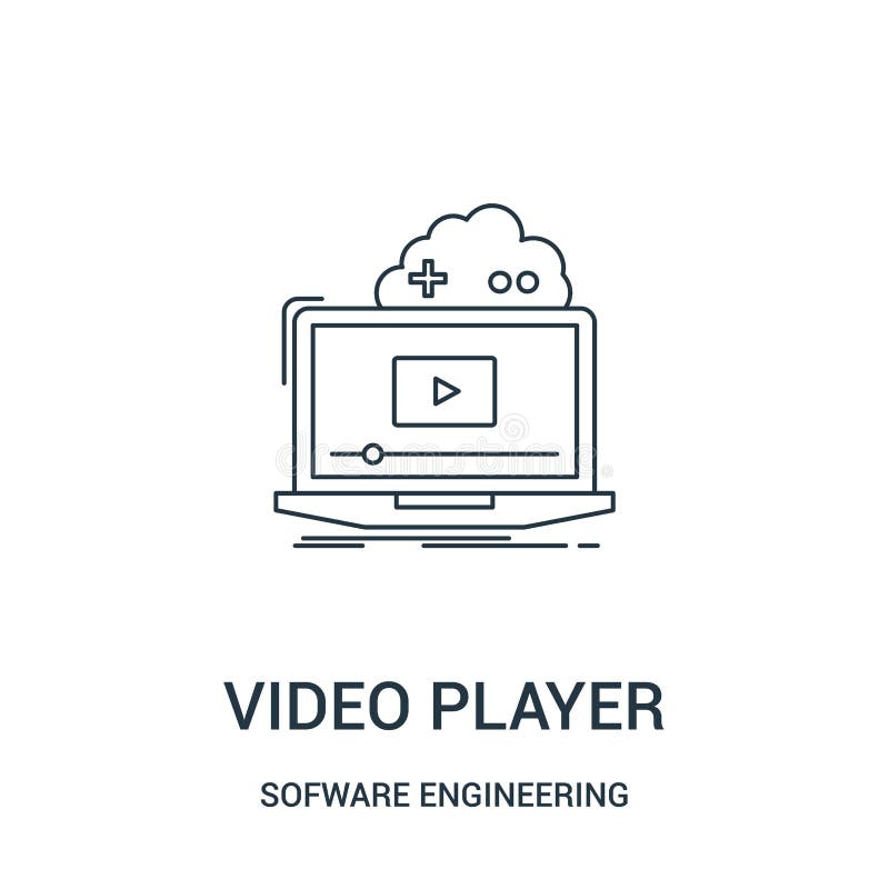 Video Player Icon Vector from Sofware Engineering Video Gaming Collection. Thin Line Video ...