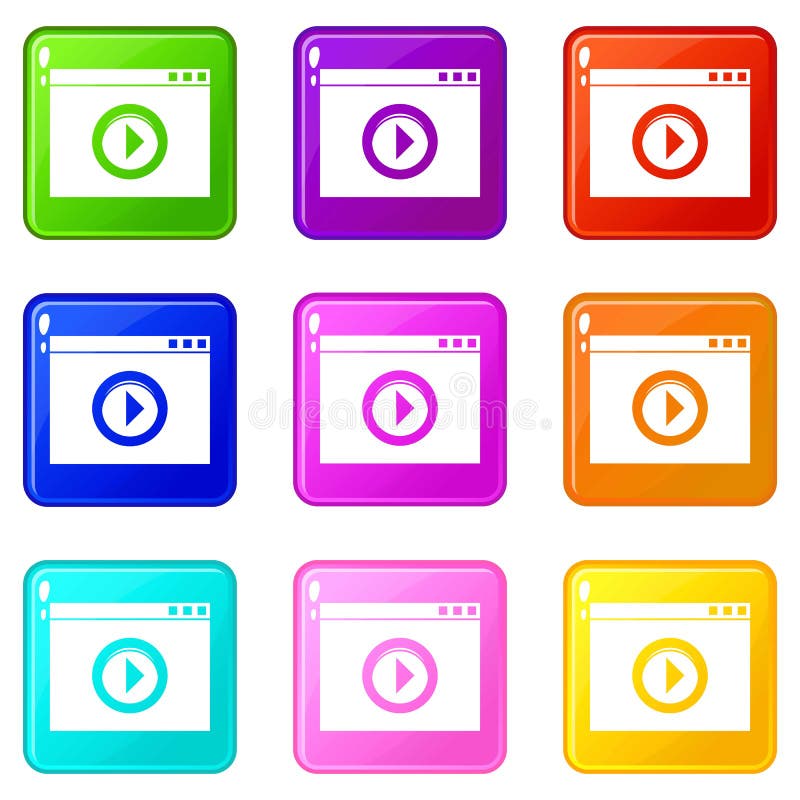 Video player icons 9 set stock vector. Illustration of site - 96331588