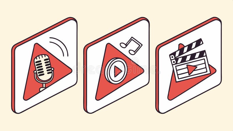 Video Player Icons Set, Multimedia and Play Control Elements Vector ...