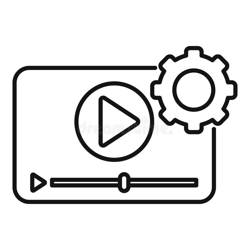 Video Player Interface Icon with Settings Gear Stock Illustration ...