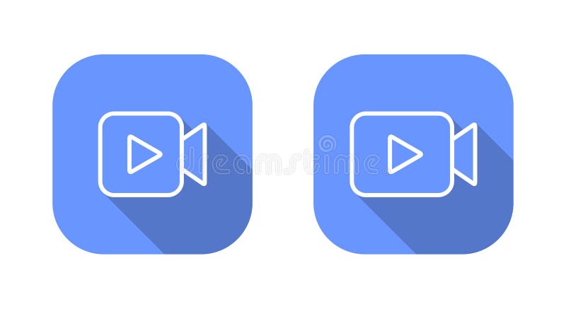 Video Player Line Icon on Blue Square Stock Illustration - Illustration ...