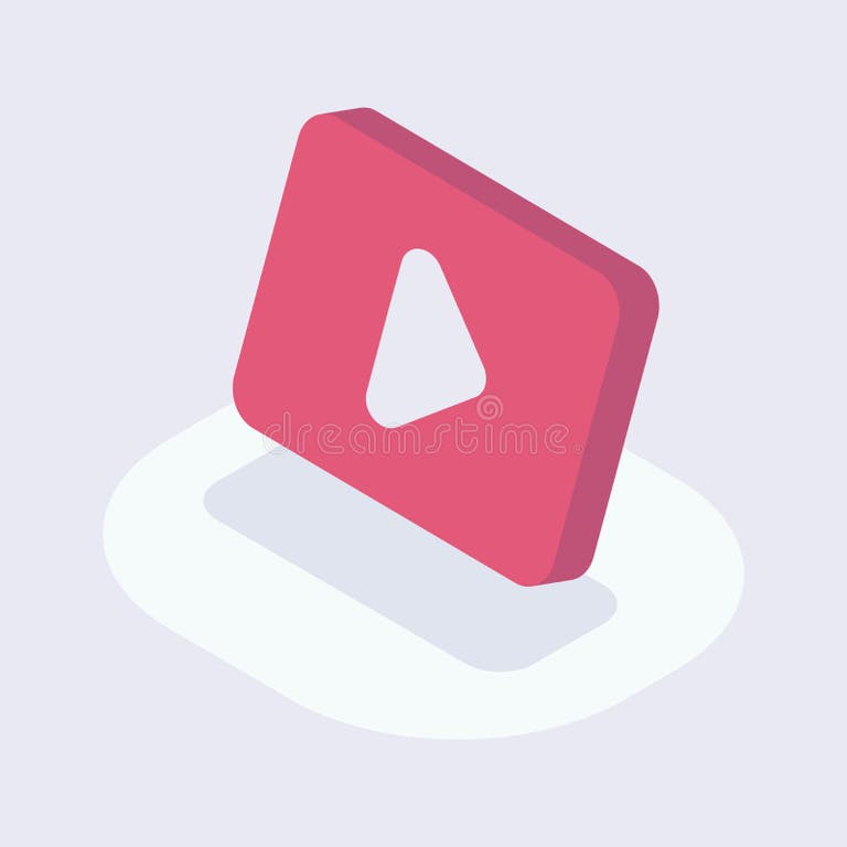 Video Player Rectangle Isometric Icon with Modern Flat Style Color ...