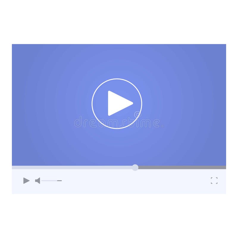 Video Player Showing a Play Button and Playback Controls on a Blue ...