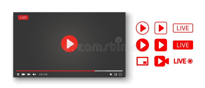 Video Player Template with Live Stream Labels. Live Webinar Template ...