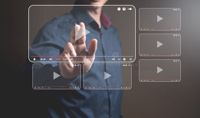 Video Player on Virtual Screen Stock Photo - Image of interface, pause ...