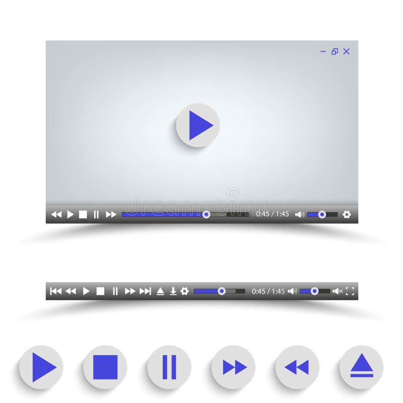 Video Player for the Web with Blue Buttons Design Stock Vector ...