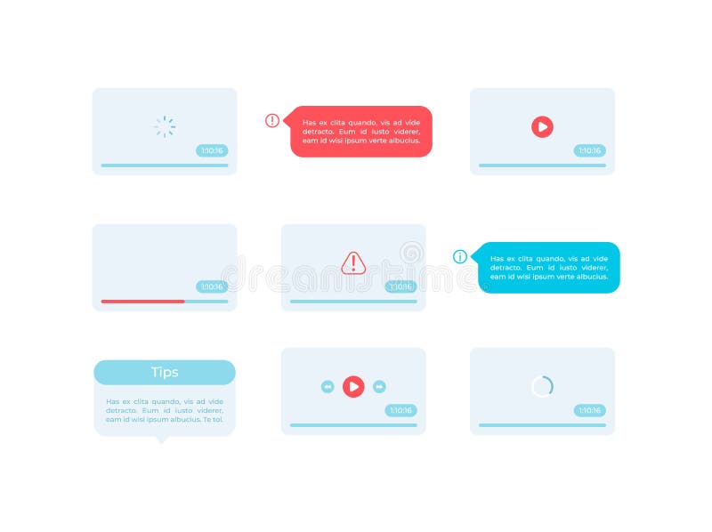Video Playing UI Elements Kit Stock Vector - Illustration of graphic ...