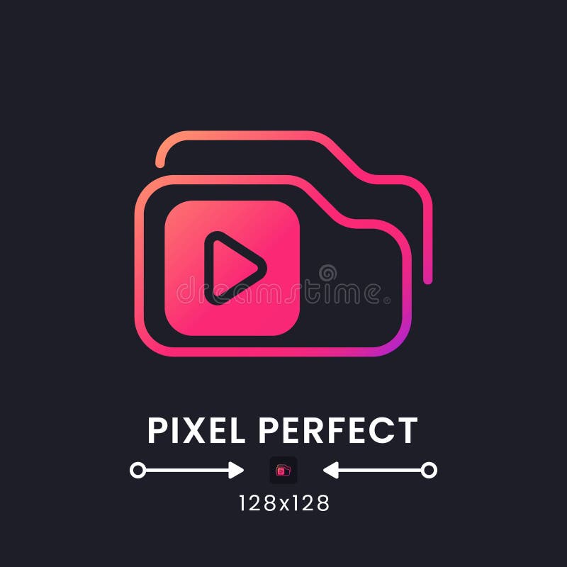 Video Playlist Pink Solid Gradient Desktop Icon on Black Stock Vector ...
