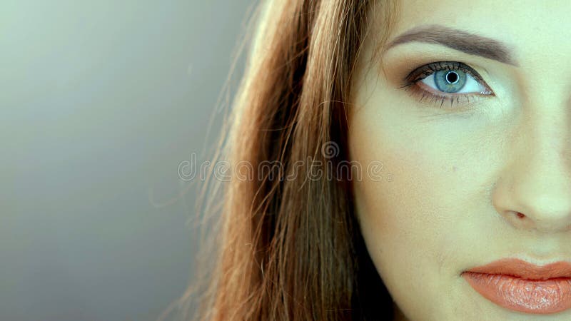 Video Portrait of Half Face of Beautiful Woman Stock Image - Image of ...