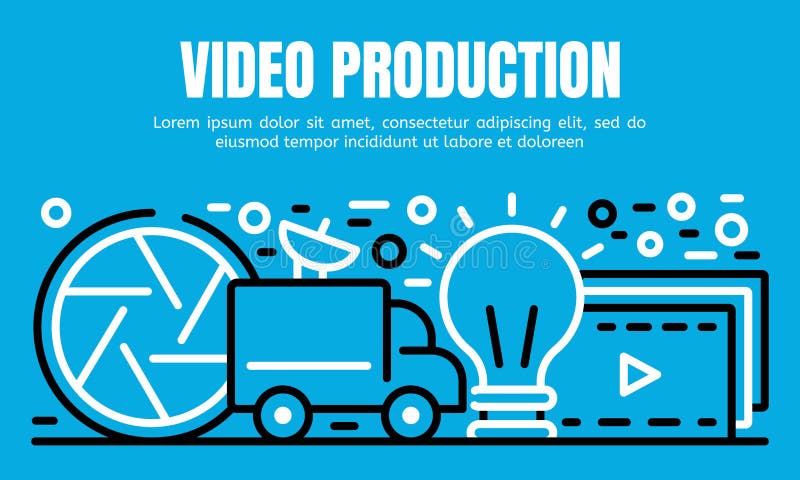 Video Production Banner, Outline Style Stock Vector - Illustration of ...