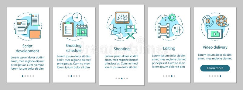 Video Production Onboarding Mobile App Page Screen Vector Template ...