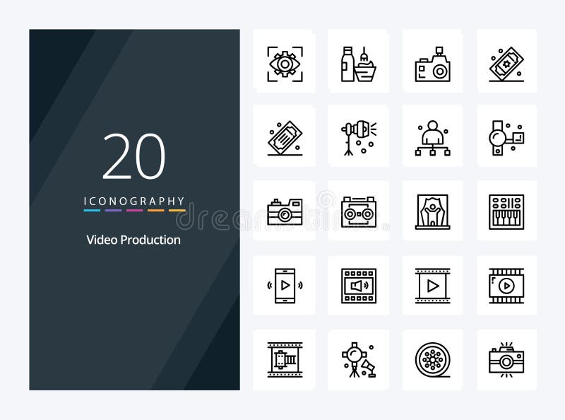 20 Video Production Outline Icon for Presentation Stock Vector ...
