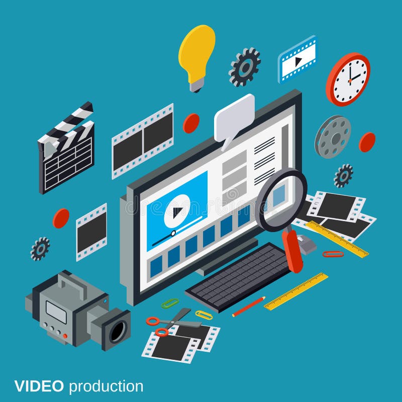 Video Production Vector Concept Stock Vector - Illustration of film ...