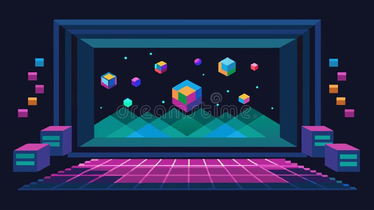 A Video Projection Displaying Moving Shapes Each Pixel Representing a ...