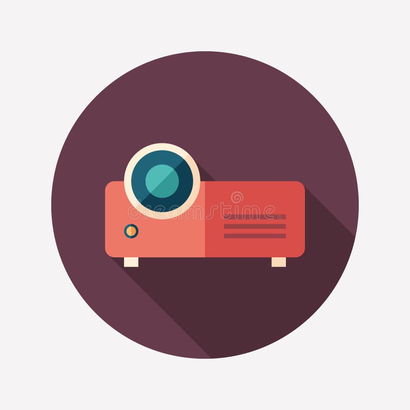 Video Projector Flat Round Icon with Long Shadows. Stock Vector - Illustration of electronic ...