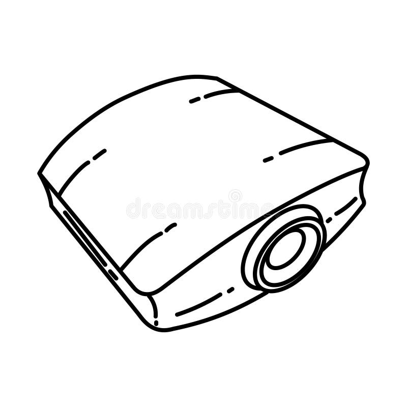 Video Projector Party Set Icon Vector. Doodle Hand Drawn or Outline ...