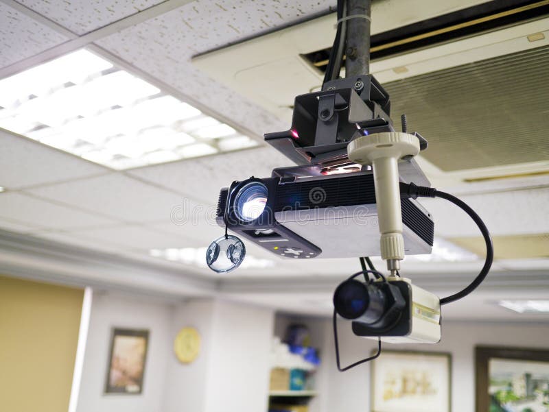 Video Conference System and the Conference Leader Desk Stock Image ...