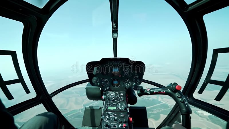 Helicopter Interior Cockpit View with Detailed Instrument Panel and ...
