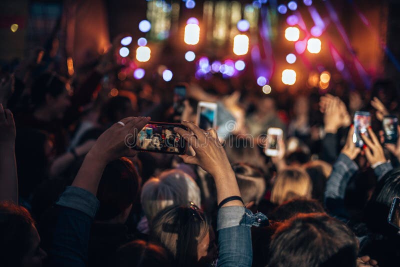 Video Recording of the Concert on the Phone a Smartphone Stock Photo ...