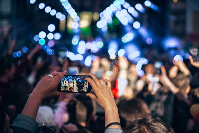Video Recording of the Concert on the Phone a Smartphone Stock Photo ...