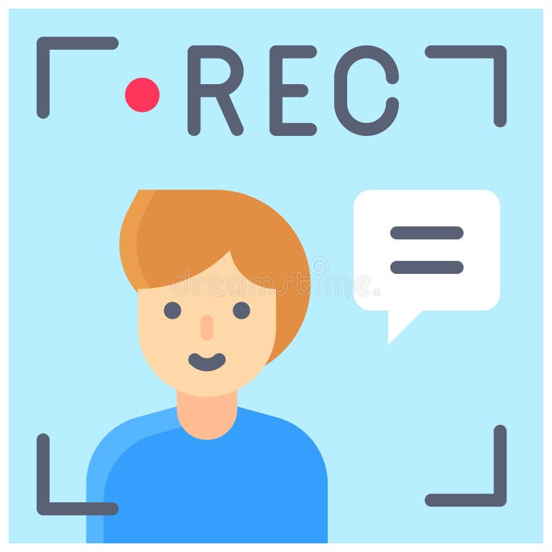 Video Recording Icon, Man with Speech Balloon Stock Vector ...