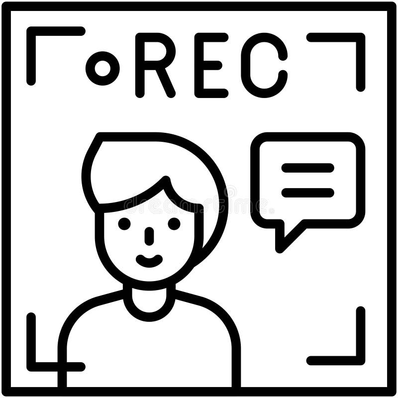 Video Recording Icon, Man with Speech Balloon Stock Vector ...