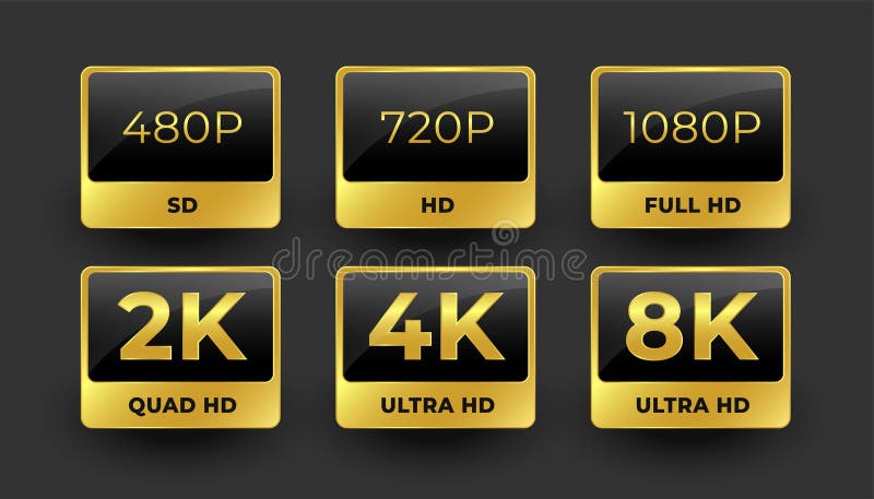 Video Resolution 480p, 720p,1080p, 2k, 4k and 8k Ultra Hd Tag Icon ...