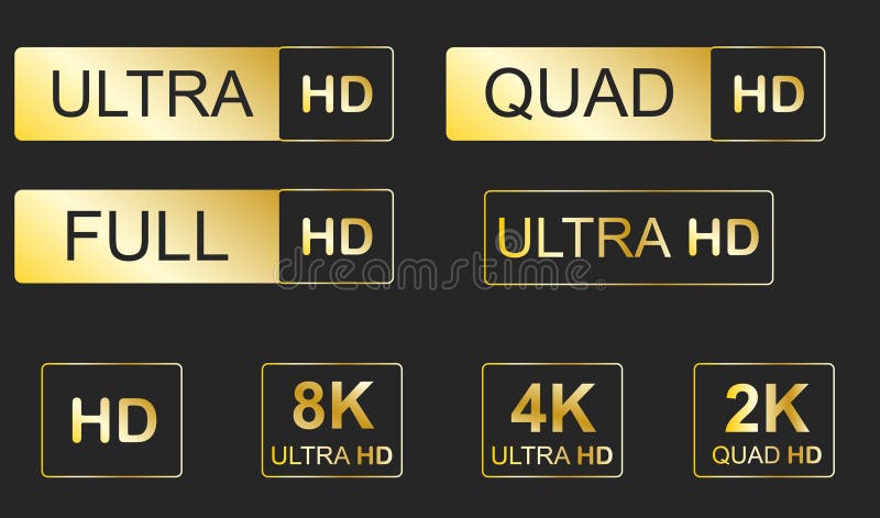 Video Resolutions Full Ultra Quad HD, Video Quality Badge Icon. Video ...