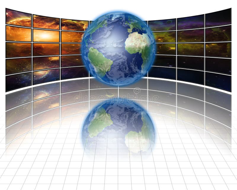 Video Screens with Earth stock illustration. Illustration of film ...