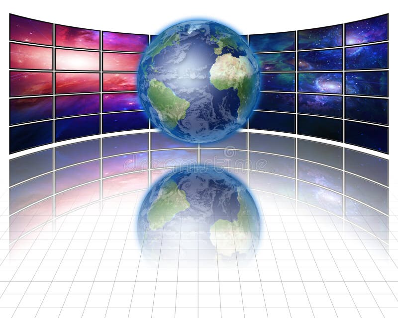 Video Screens with Earth stock illustration. Illustration of ...