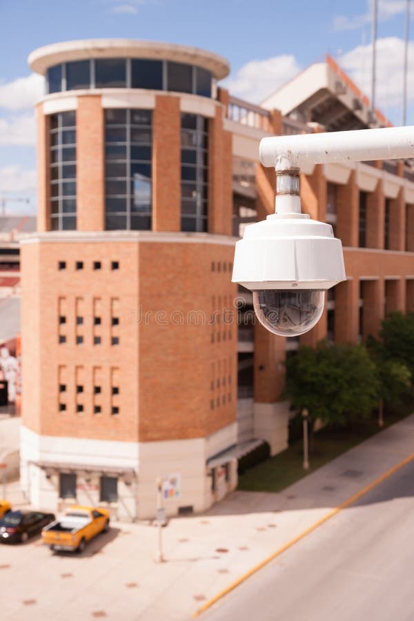 Video Security Camera Housings Mounted High on College Campus Stock ...