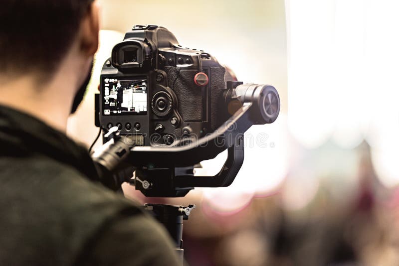 Video shooting with camera editorial stock image. Image of work - 145797714