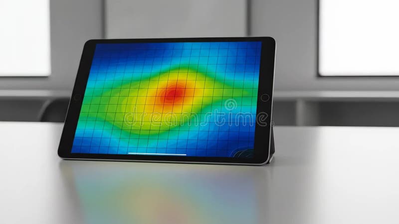 Animated Heatmap Analysis on Tablet Screen Visualizing Data Trends and ...