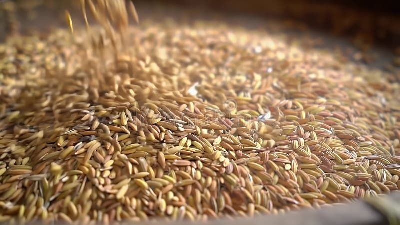 Detailed Close Up of Fermenting Rice Grains Inside a Traditional Ground ...