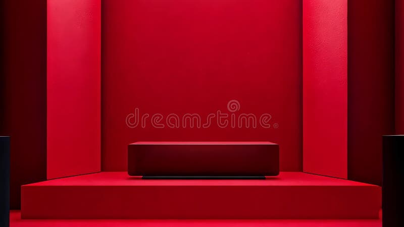 Red Stage Central Platform Material Transformation Display Stock ...