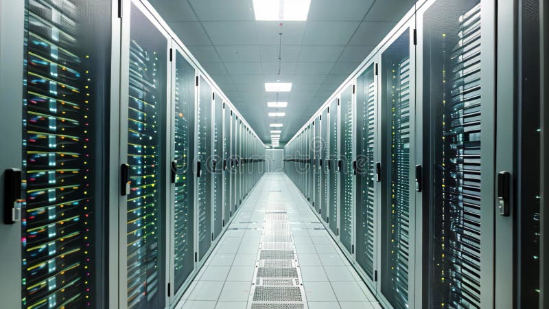 A Video Showcasing Neatly Organized Rows of Servers in a Data Center ...