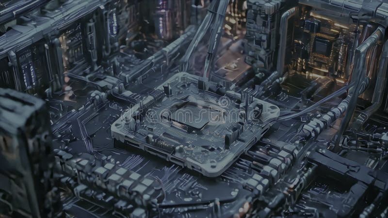 Close Up View of a Complex Circuit Board with a Central Processor Stock ...