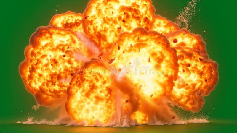 Fiery Explosion Animation on Green Screen for Visual Effects ...